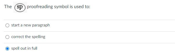 Solved The sp.jpgproofreading symbol is used to:The Sp | Chegg.com