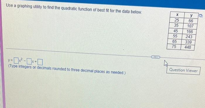 Solved Use a graphing utility to find the quadratic function | Chegg.com