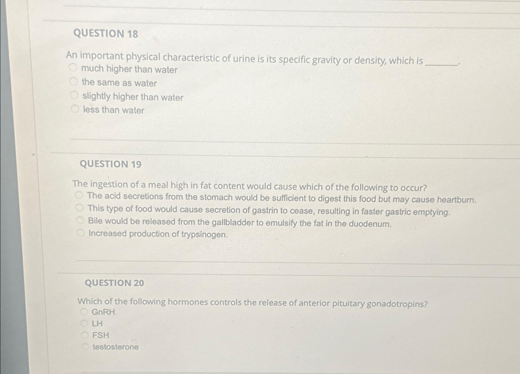 Solved QUESTION 18An important physical characteristic of | Chegg.com