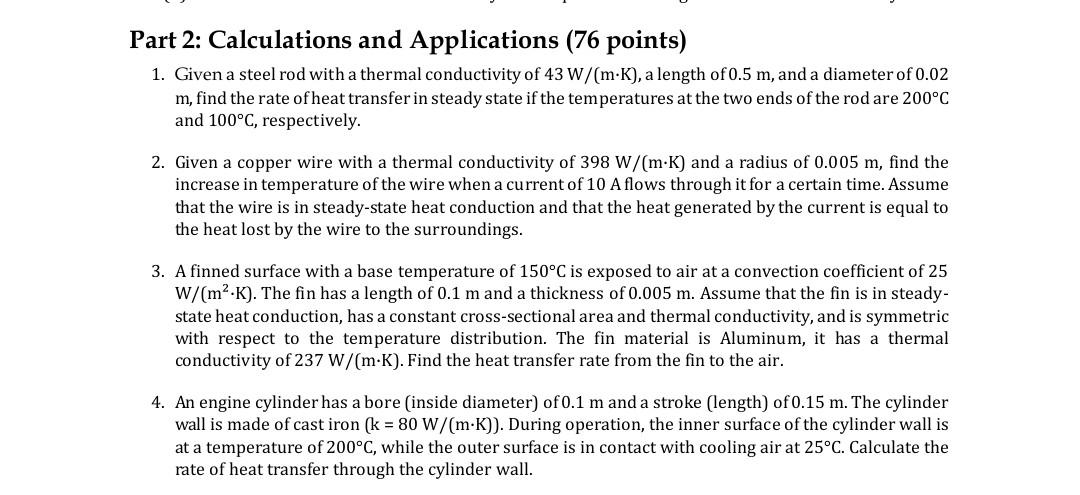 Solved Part 2: Calculations and Applications ( 76 points) 1. | Chegg.com