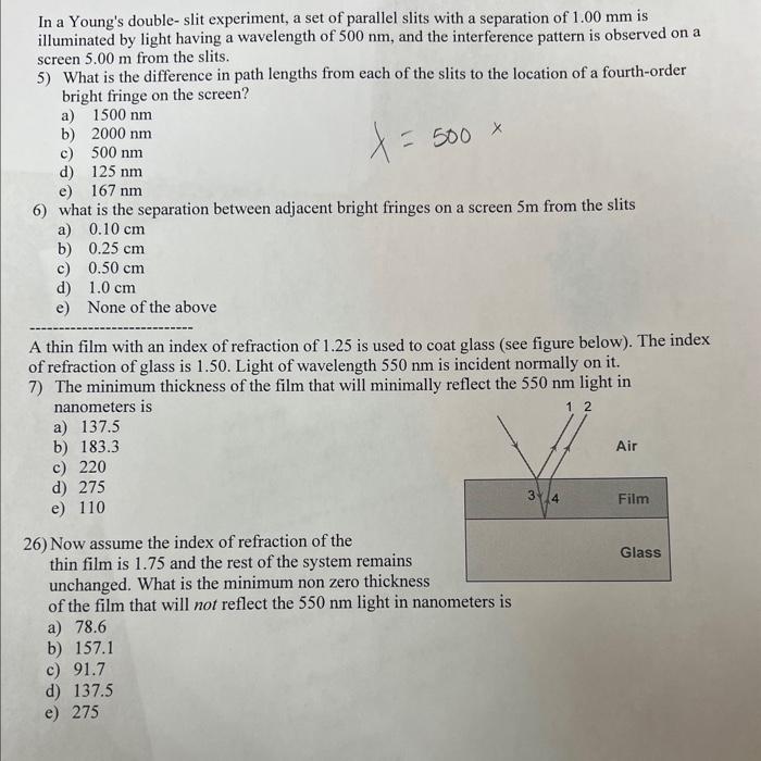 Solved In a Young's double- slit experiment, a set of | Chegg.com