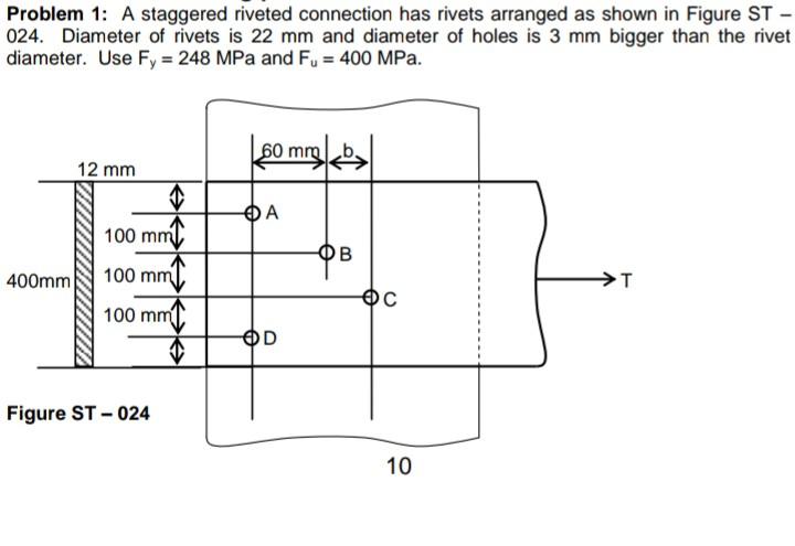 Solved Problem 1: A staggered riveted connection has rivets | Chegg.com