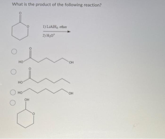 Solved What is the product of the following reaction? 1) | Chegg.com
