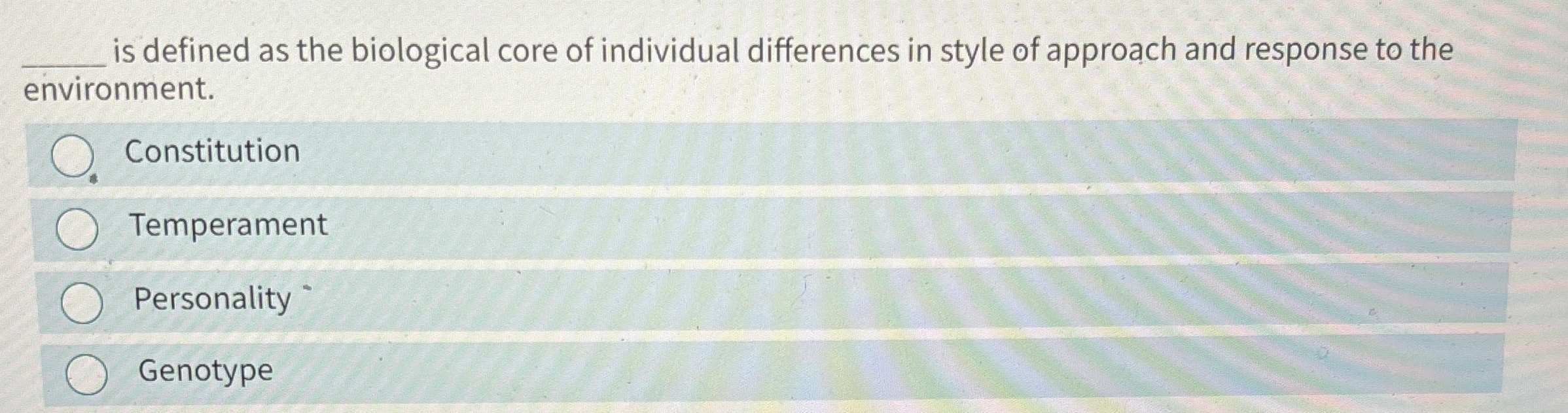 Solved is defined as the biological core of individual | Chegg.com