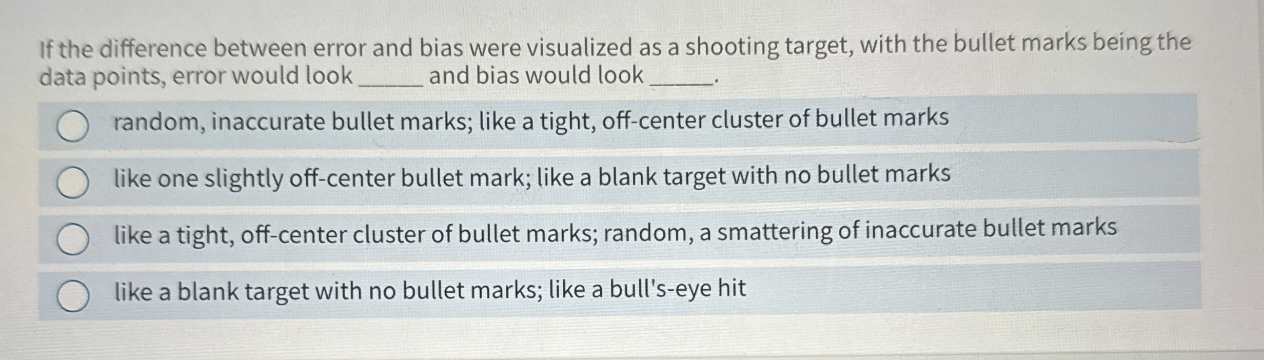 Solved If the difference between error and bias were | Chegg.com