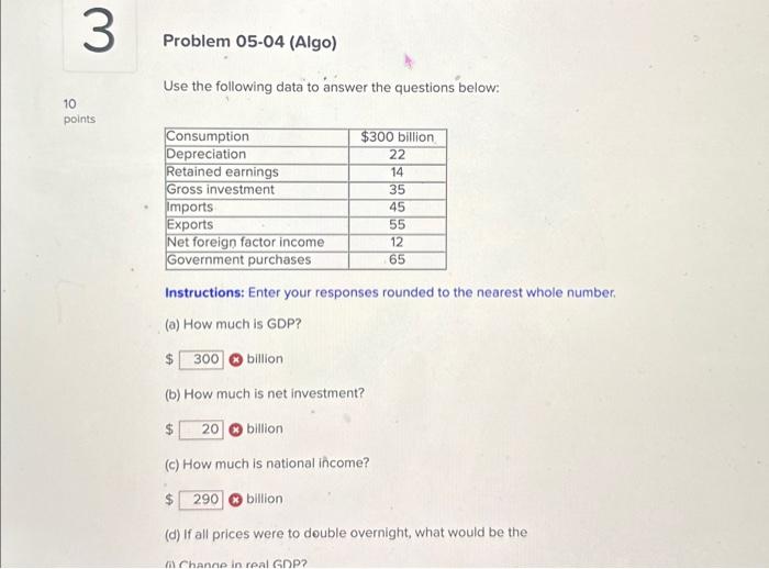 Solved Use the following data to answer the questions below: | Chegg.com