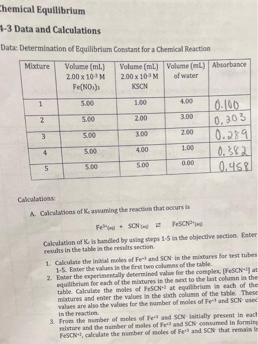 Solved Chemical Equilibrium 4-1 Background Chemical | Chegg.com