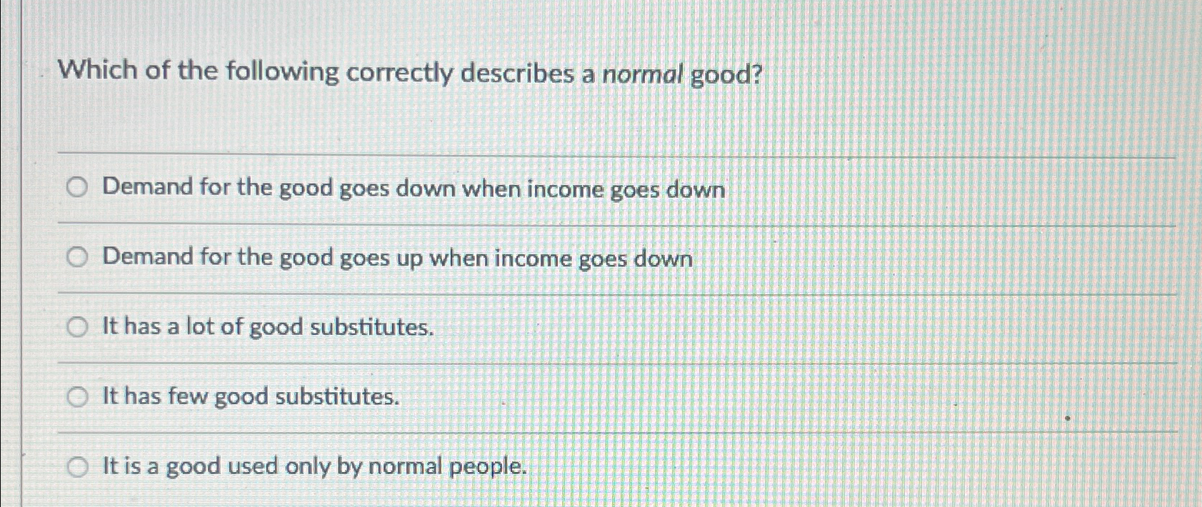 Solved Which of the following correctly describes a normal | Chegg.com