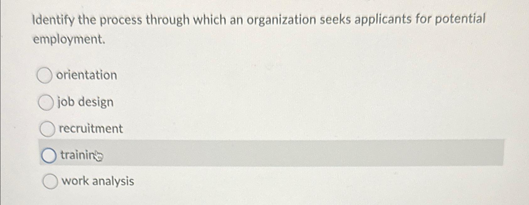 Solved Identify the process through which an organization | Chegg.com
