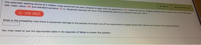 Solved The automatic opening device of mary cargo parachute | Chegg.com