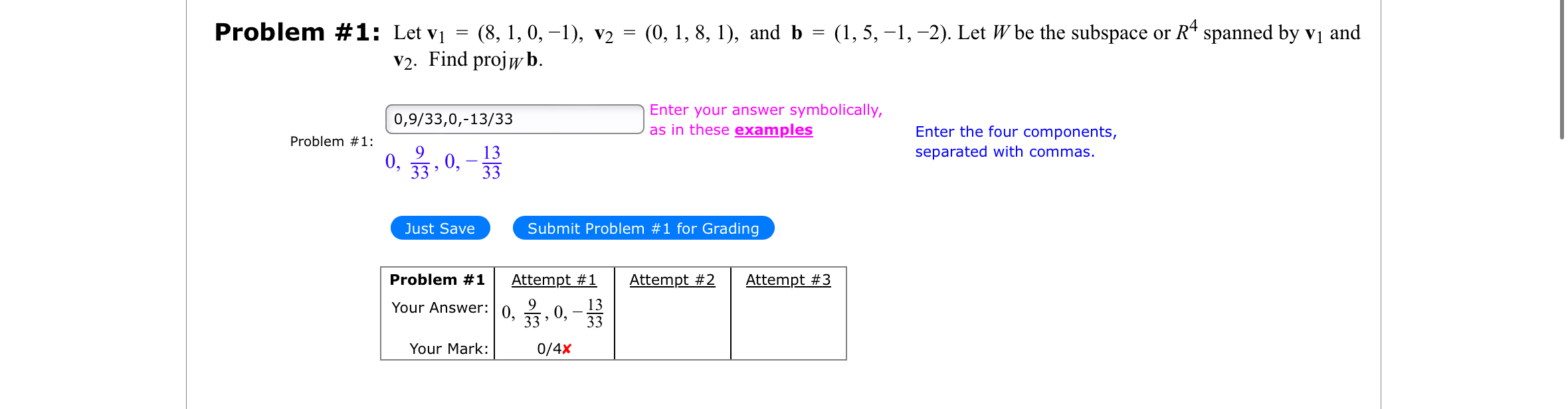 Problem # 1: Letv1=(8,1,0,-1),v2=(0,1,8,1), ﻿and | Chegg.com