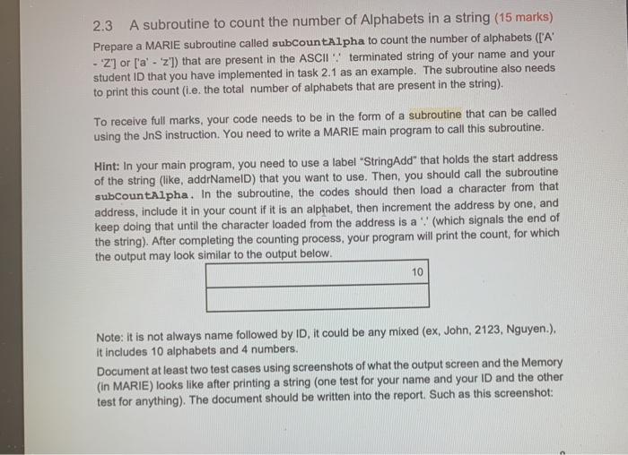 2 3 A Subroutine To Count The Number Of Alphabets In