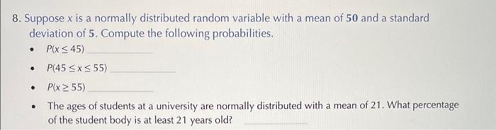 Solved 8. Suppose x is a normally distributed random | Chegg.com