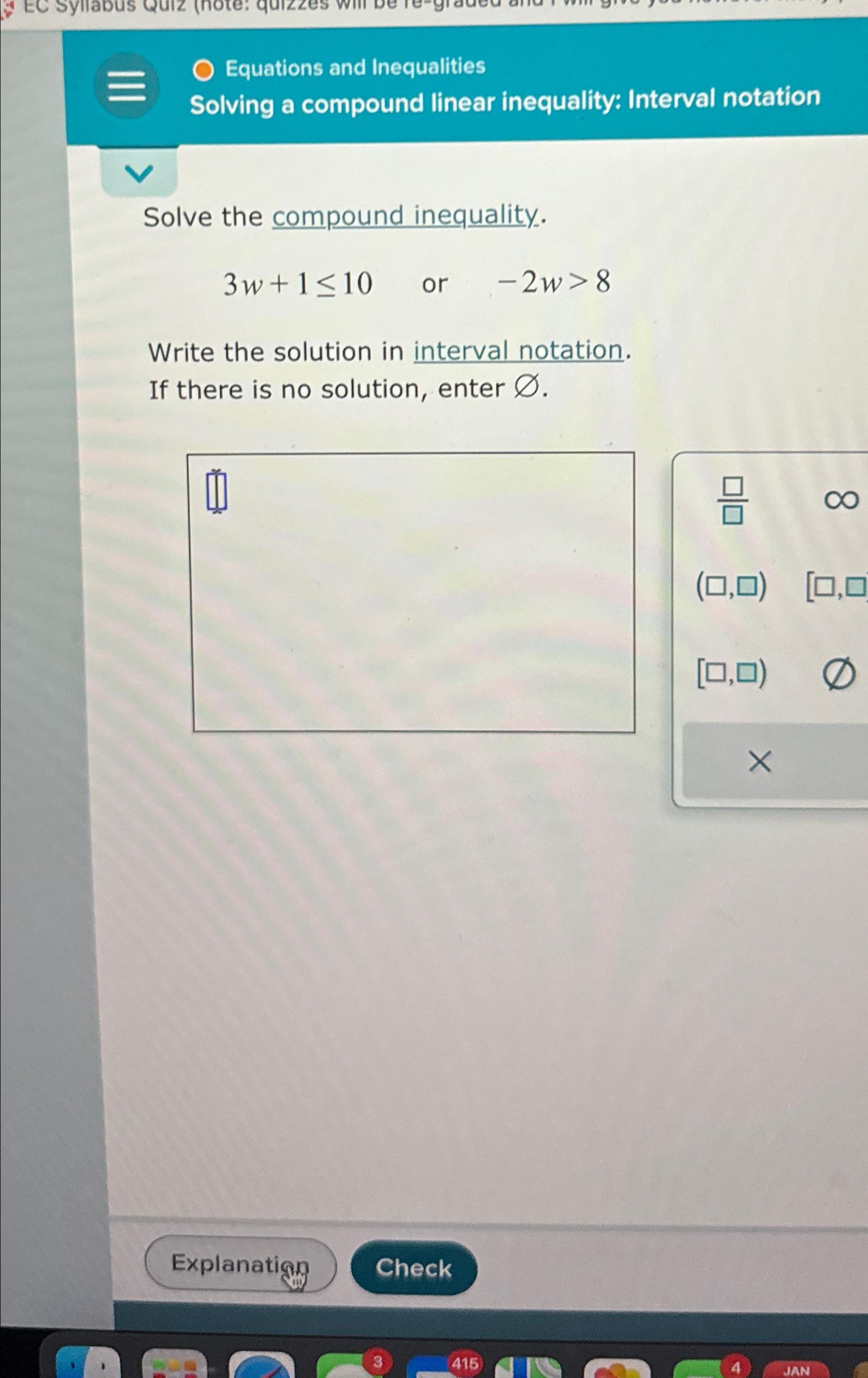 Solved Equations and InequalitiesSolving a compound linear | Chegg.com