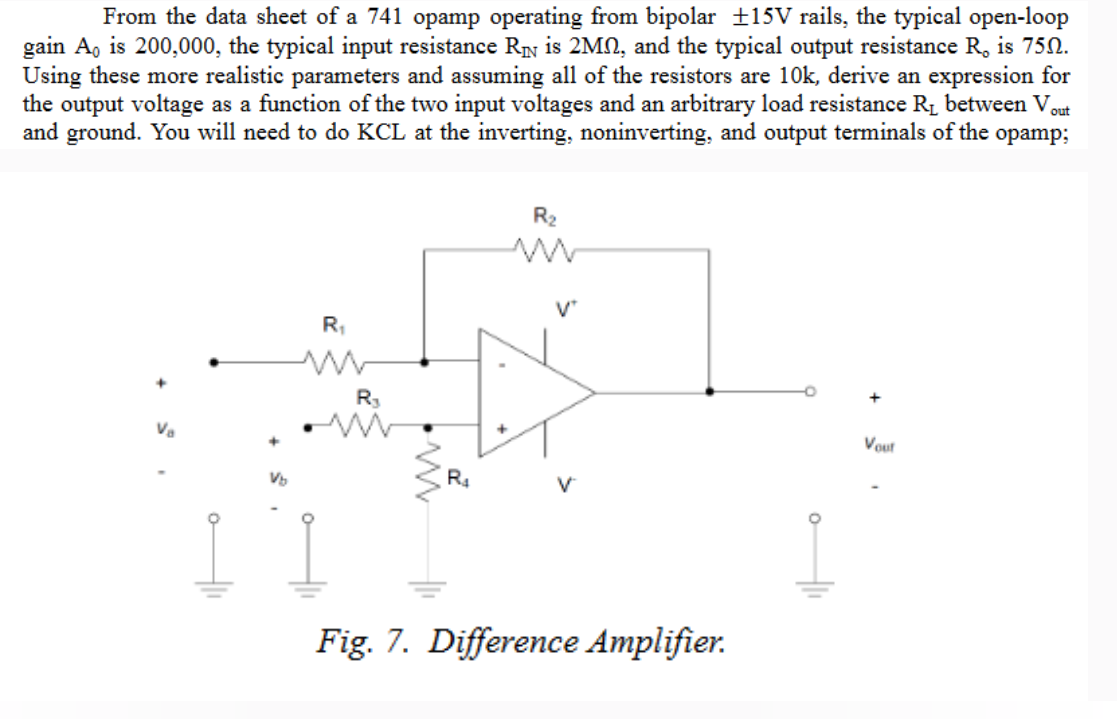 Solved From the data sheet of a 741 ﻿opamp operating from | Chegg.com