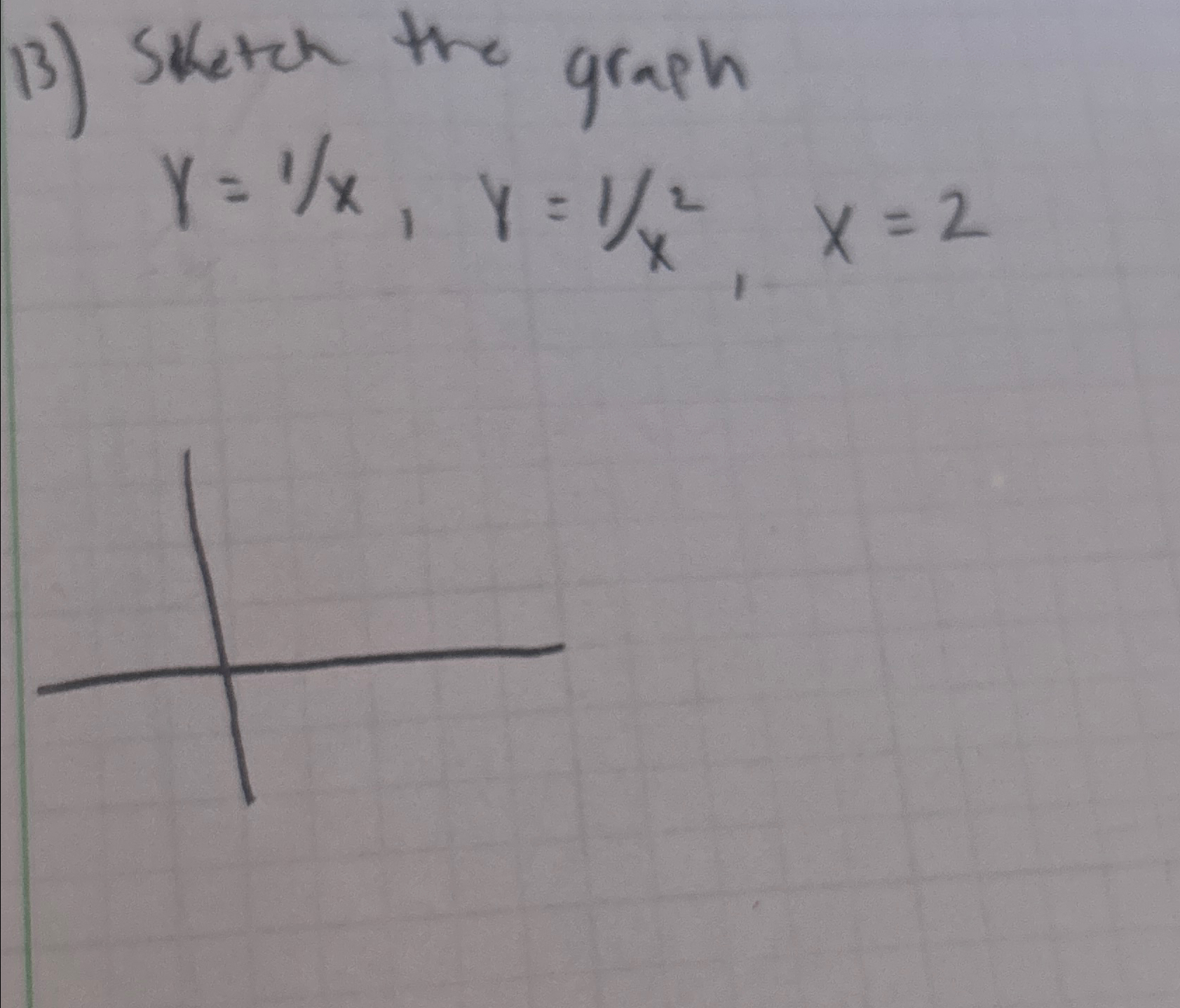 Solved Sketch the graphy=1x,y=1x2,x=2 | Chegg.com