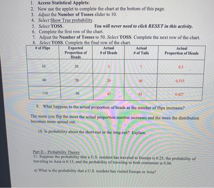 Solved 1. Access Statistical Applets: 2. Now use the applet | Chegg.com