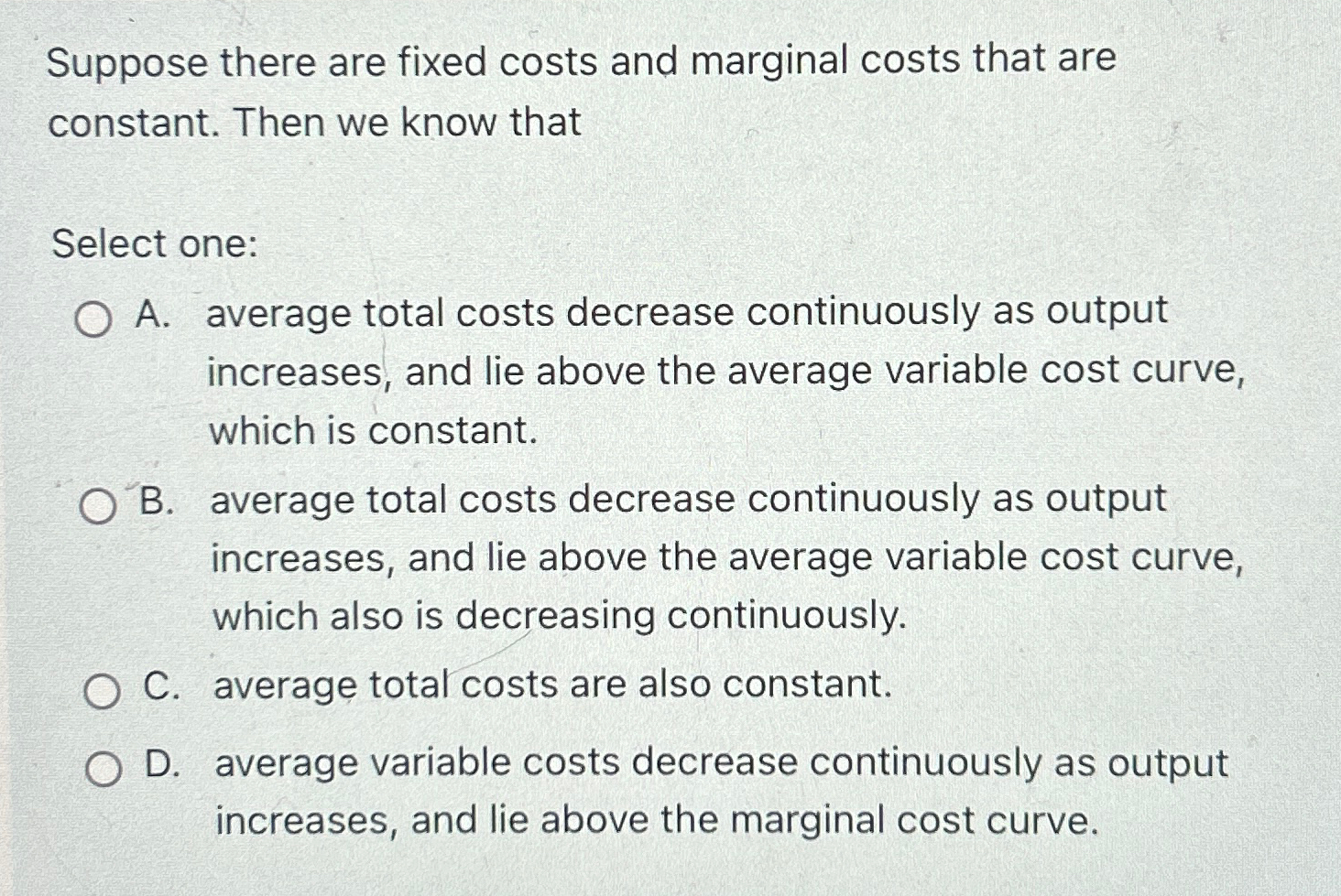 Solved Suppose there are fixed costs and marginal costs that | Chegg.com
