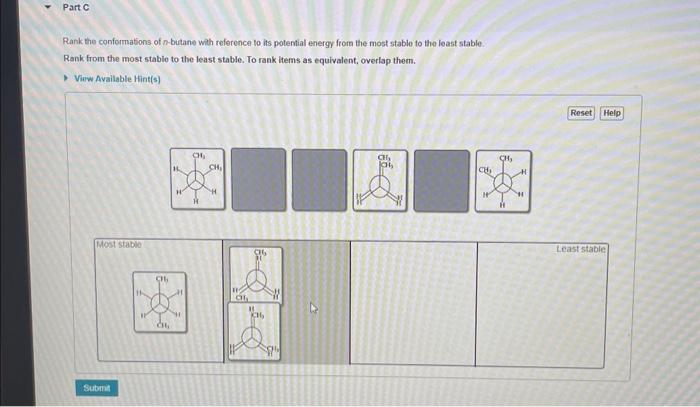 Solved Rank the conformations of n-butane with reference to | Chegg.com