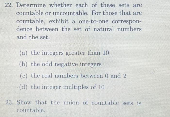 Solved 22. Determine whether each of these sets are | Chegg.com