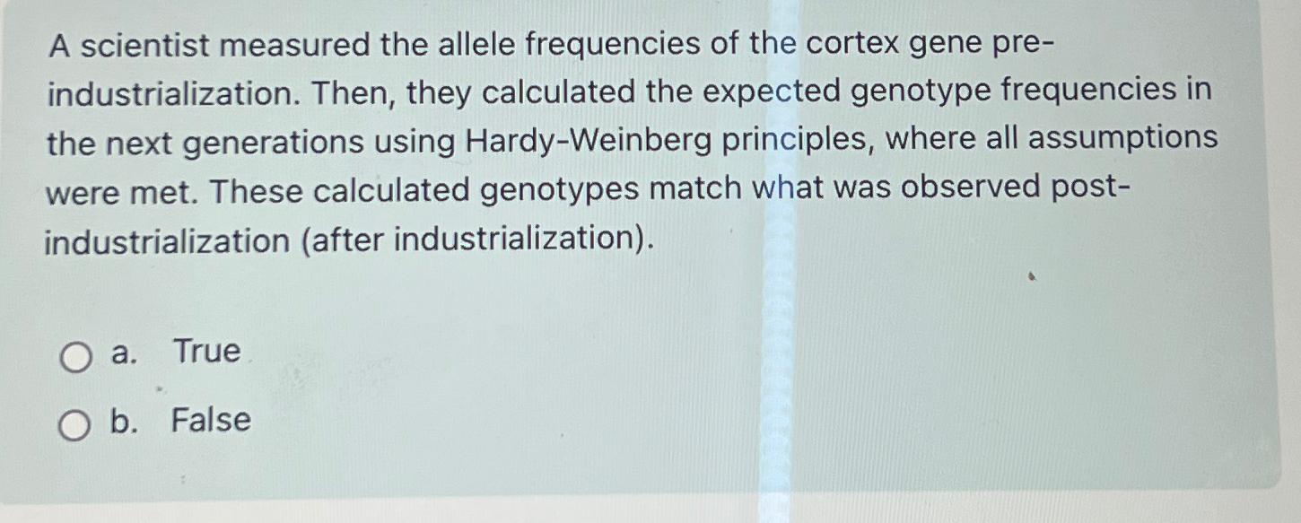 Solved A scientist measured the allele frequencies of the | Chegg.com