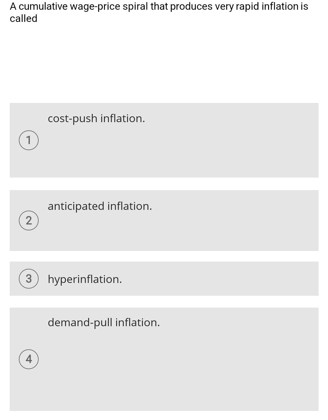 Solved A cumulative wage-price spiral that produces very | Chegg.com