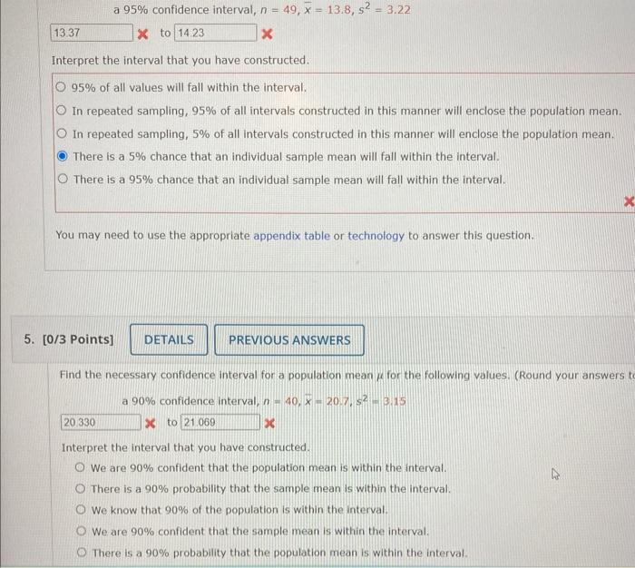 Solved find confidence interval for a population mean for | Chegg.com