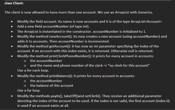 Solved lass Account: The class Account must keep track of | Chegg.com