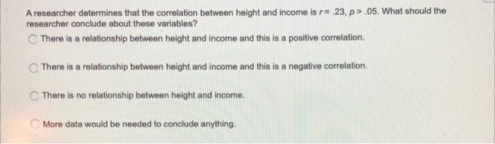 Solved A researcher determines that the correlation between | Chegg.com