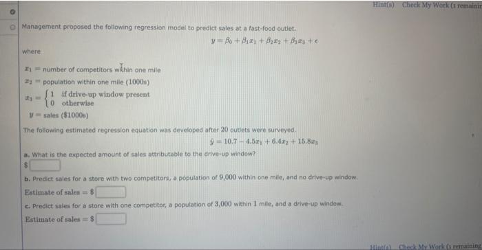 Solved Hint(s) Check My Work (r remainia Management proposed | Chegg.com