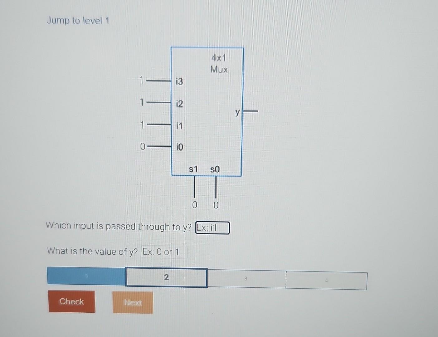 Solved Jump to level 1 Which input is passed through to y ? | Chegg.com