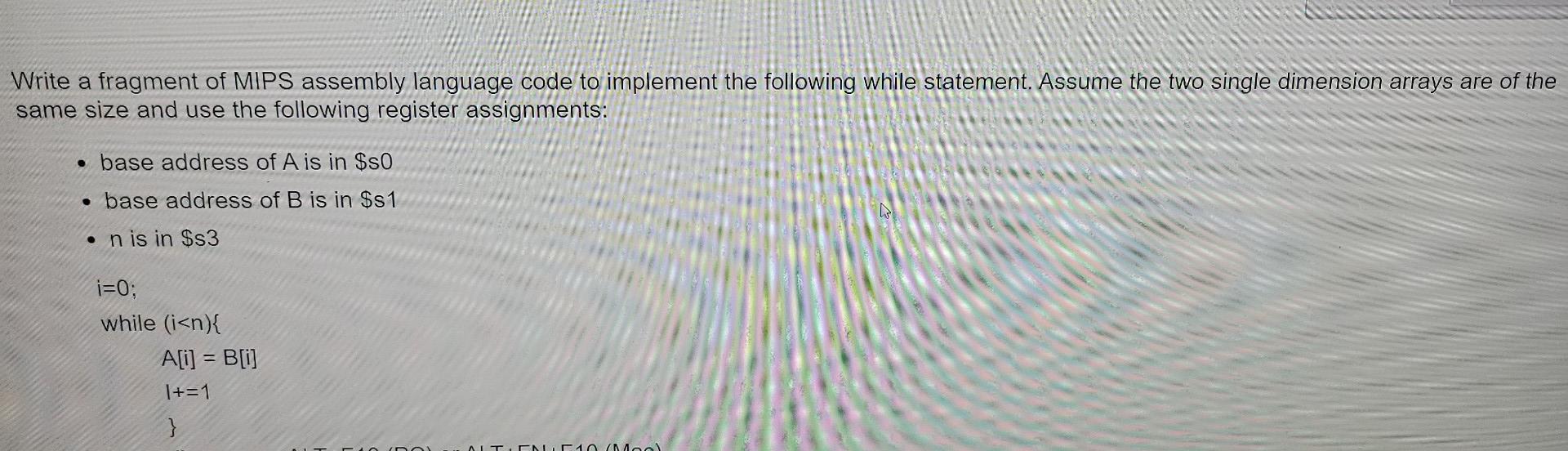 Solved Write a fragment of MIPS assembly language code to | Chegg.com