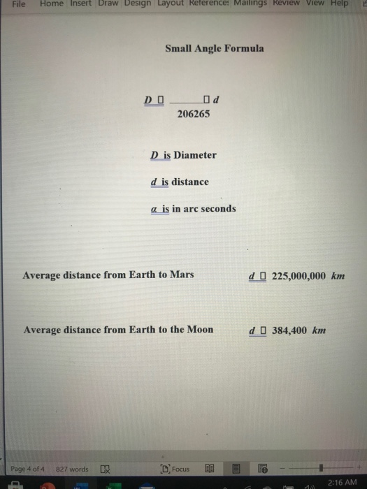 Solved 3. The Observatory telescope can achieve an angular | Chegg.com