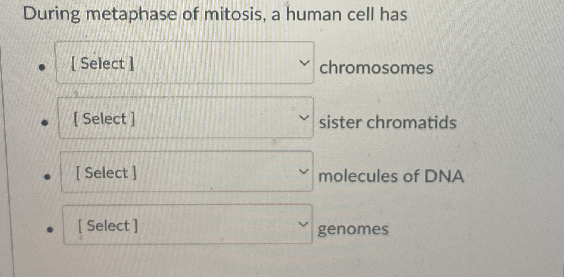 During metaphase of mitosis, a human cell has | Chegg.com