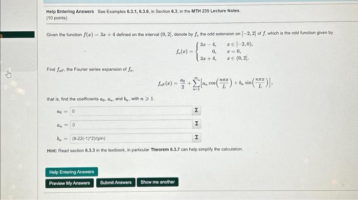 Solved Given the function f(x)=3x+4 defined on the interval | Chegg.com
