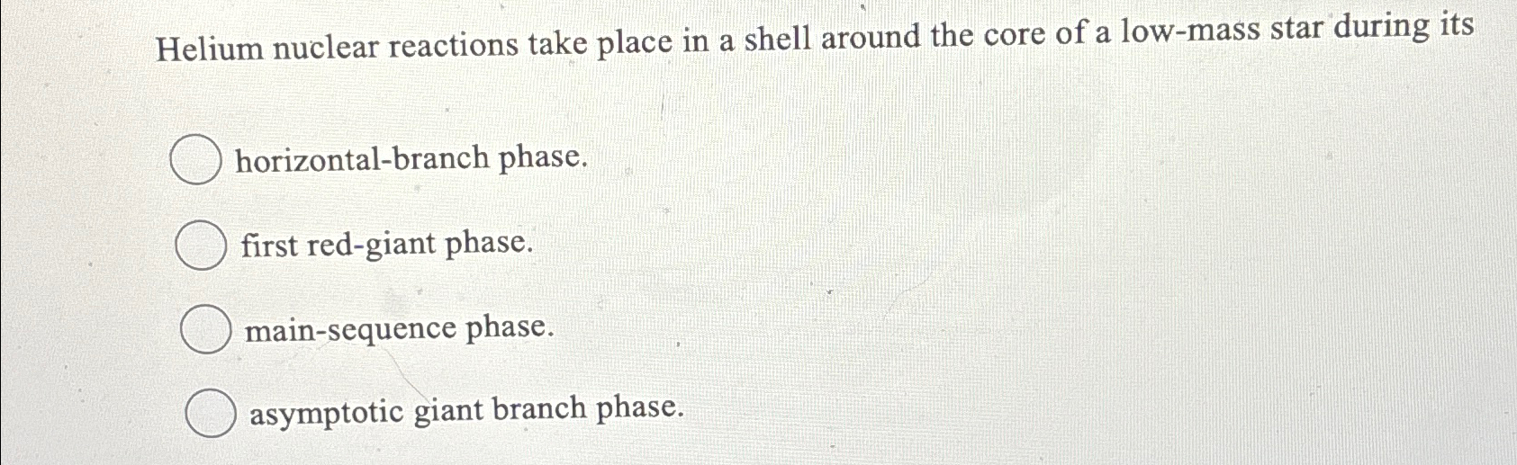 Solved Helium nuclear reactions take place in a shell around | Chegg.com