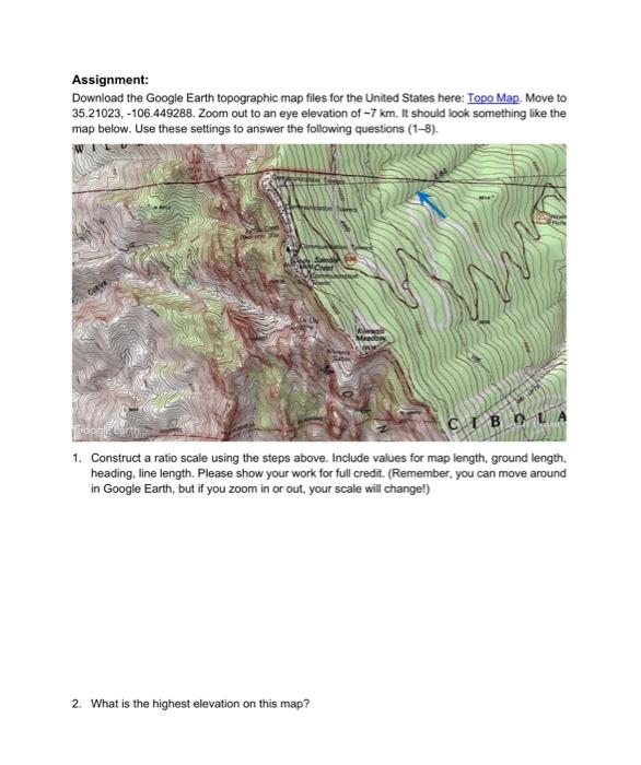 Solved Assignment: Download the Google Earth topographic map | Chegg.com
