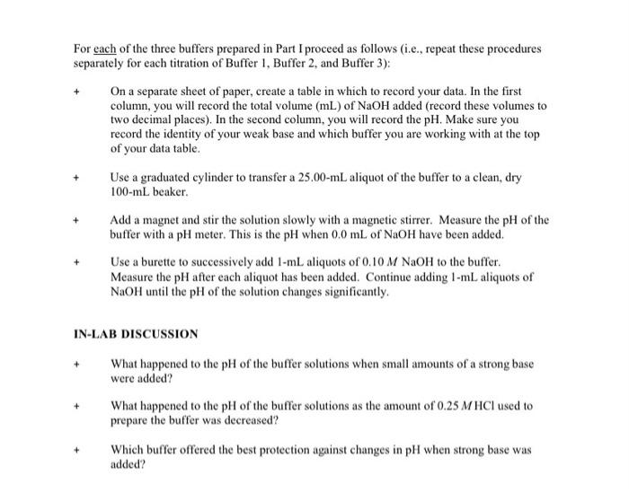 Solved WEEK TWO PROCEDURE PART 1 - PREPARING BUFFER | Chegg.com