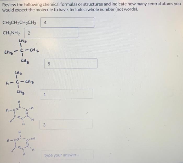 Solved Review the following chemical formulas or structures | Chegg.com