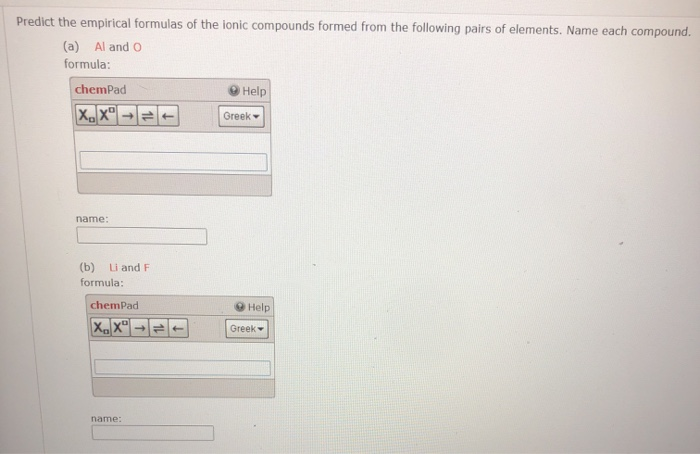 Solved Predict the empirical formulas of the ionic compounds | Chegg.com