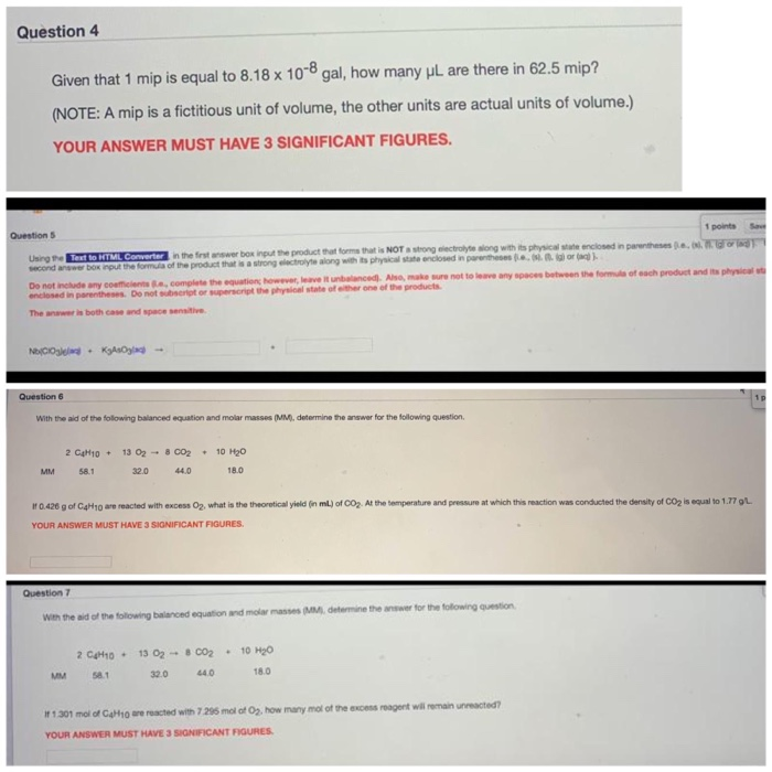Solved Question 4 Given that 1 mip is equal to 8.18 x 10- | Chegg.com