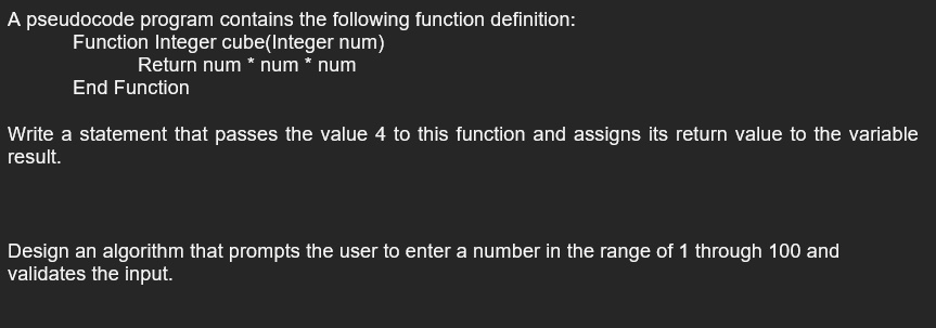 Solved Need help with these questions in pseudocode: 1. | Chegg.com