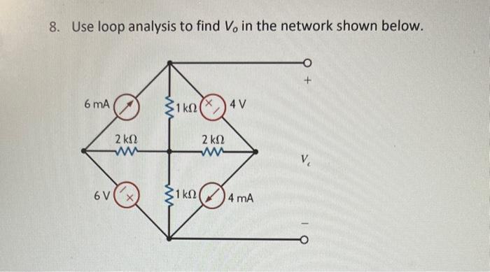 Solved 8 Use Loop Analysis To Find Vo In The Network Sh 