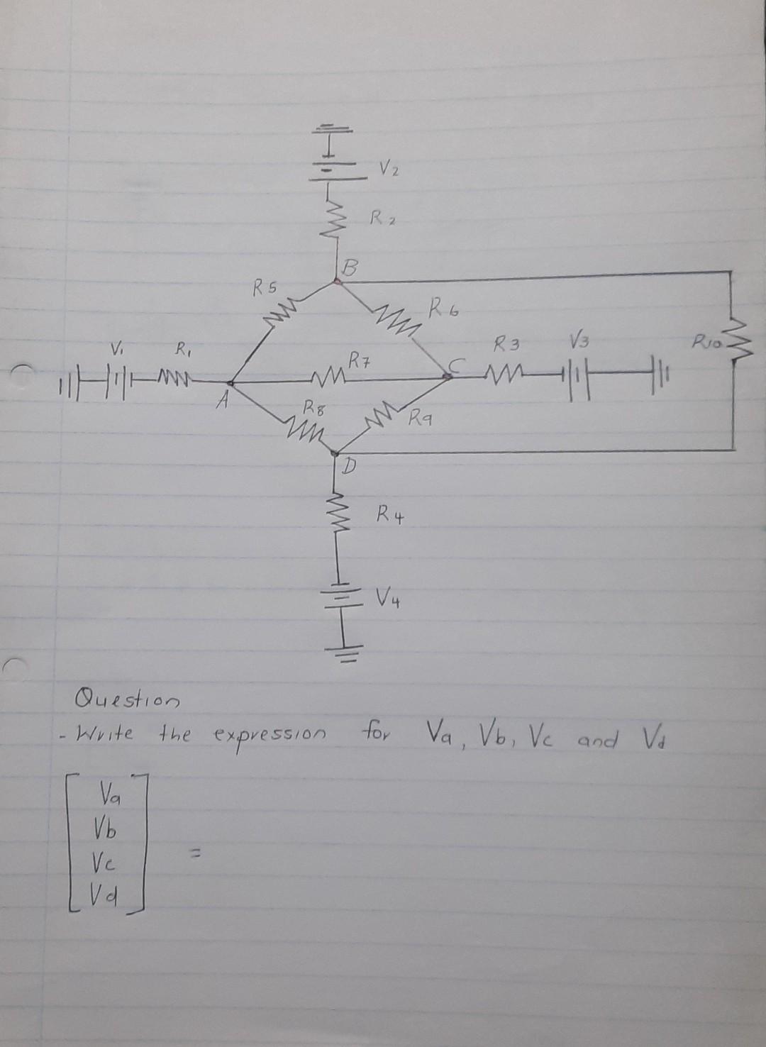 Solved Question - Write the expression for Va,Vb,Vc and Vd | Chegg.com