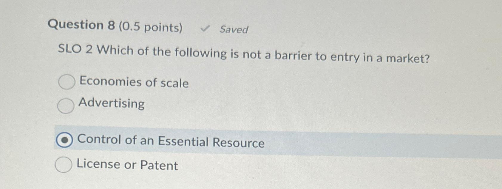 Solved Question 8 ( 0.5 ﻿points) ﻿SavedSLO 2 ﻿Which of the | Chegg.com