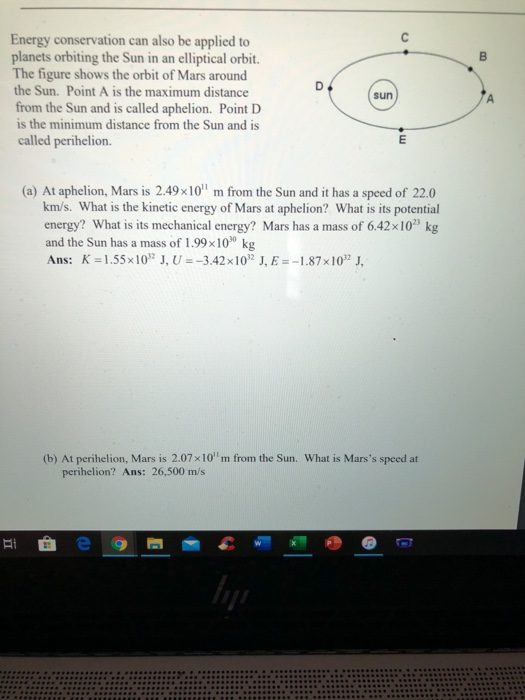 Solved (C) How far is Mars from the Sun when its speed is | Chegg.com
