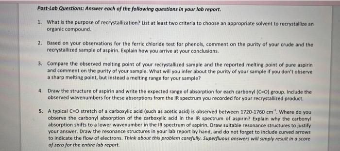 Solved Post-Lab Questions: Answer each of the following | Chegg.com