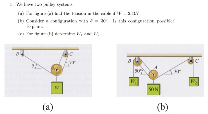 Solved 5. We have two pulley systems. (a) For figure (a) | Chegg.com