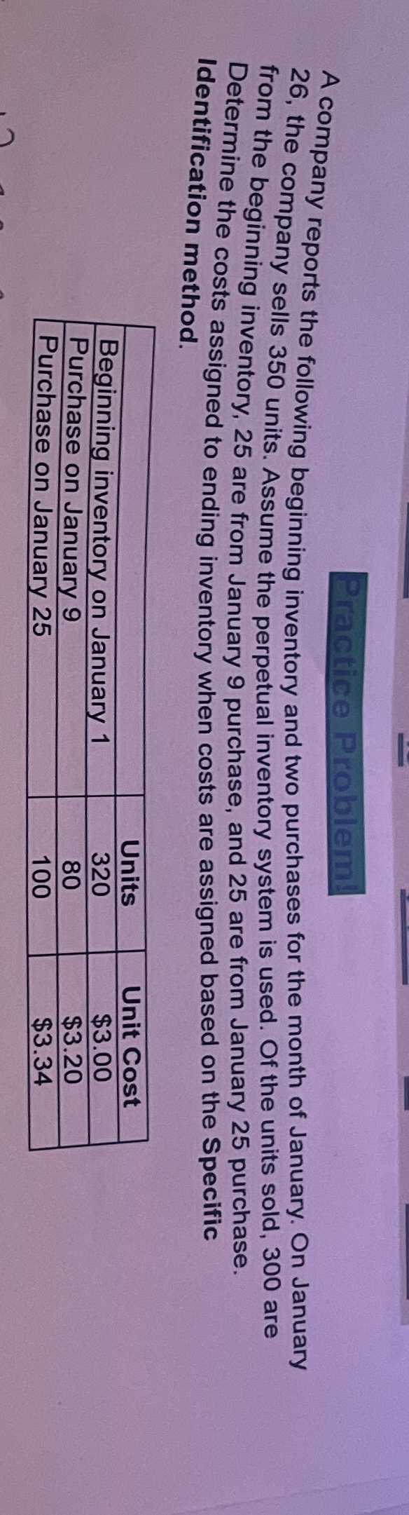 Solved Practice Problem!A company reports the following | Chegg.com