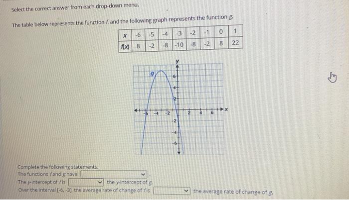Solved Select the correct answer from each drop-down menu. | Chegg.com